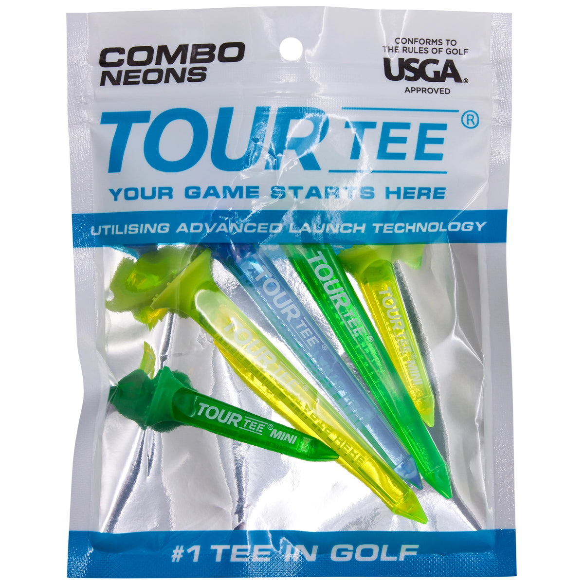 TOUR Tee Combo Pack Neon Golf Tees — The House of Golf
